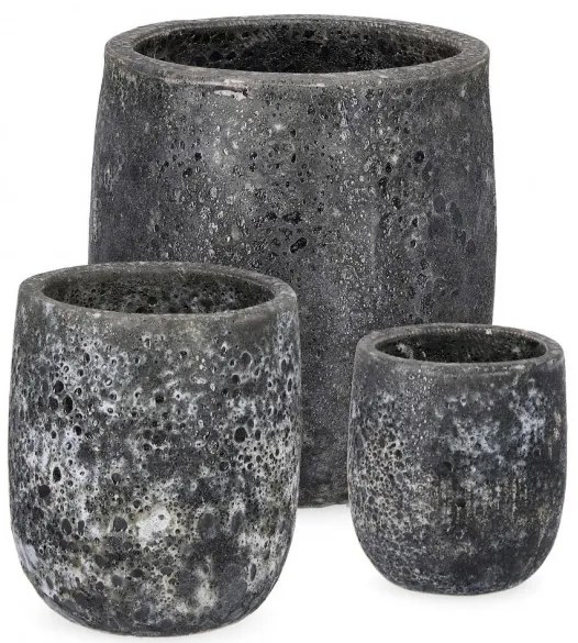 BIZZOTTO Set 3 květináčů DUYEN antracitový