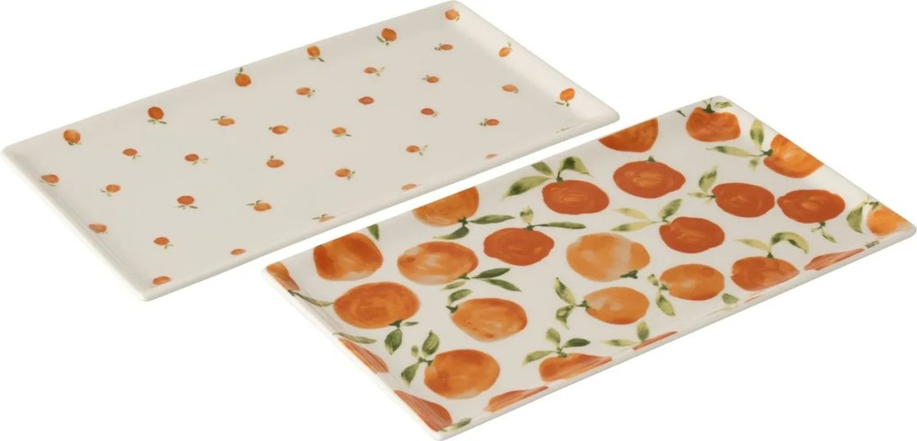 Sada 2 keramických táců s motivem pomerančů Casa Naranja - 31*17*1,5 cm
