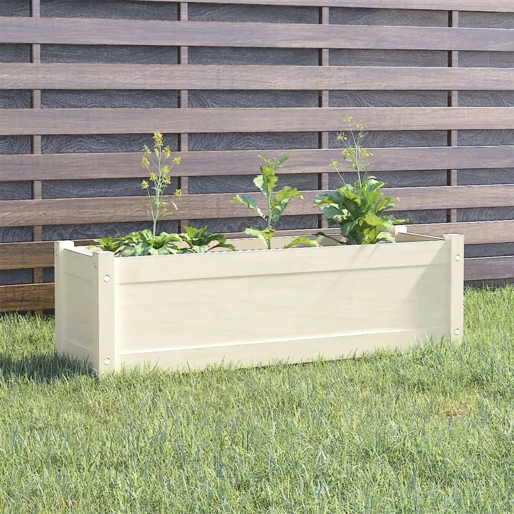 810716 vidaXL Zahradní truhlík bílý 100 x 31 x 31 cm masivní borovice