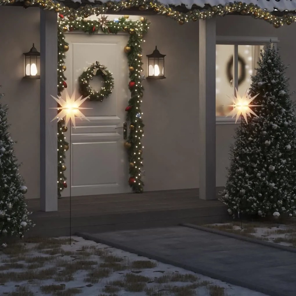 Svítící vánoční hvězda s hrotem a LED skládací bílá 57 cm