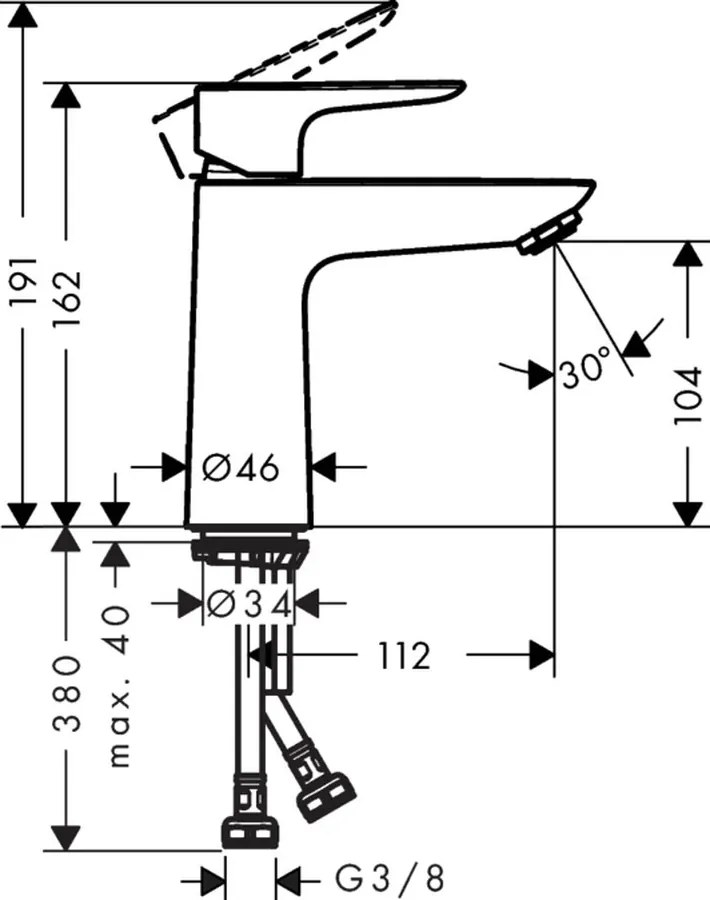 Hansgrohe Talis E, umyvadlová baterie 110 bez odtokové soupravy, CoolStart, černá matná, 71714670