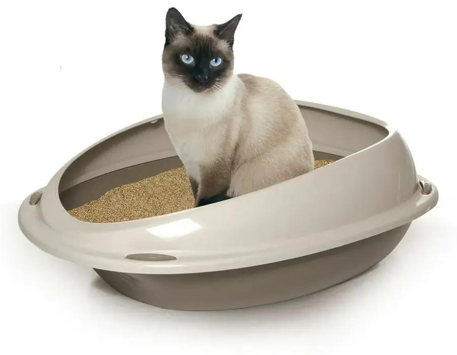 Hnědo-šedá toaleta pro kočku KITTY KABIN