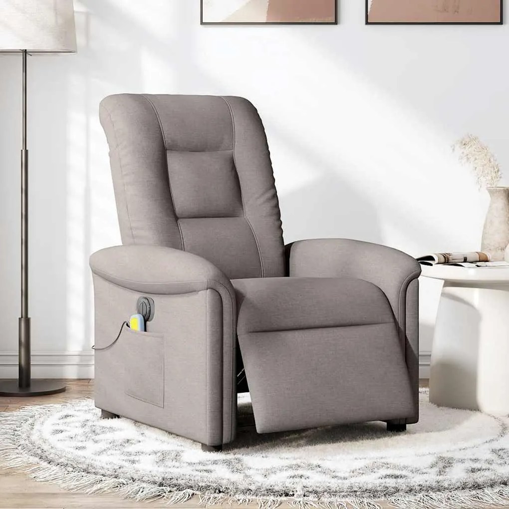Elektrické masážní polohovací křeslo taupe textil 3303251