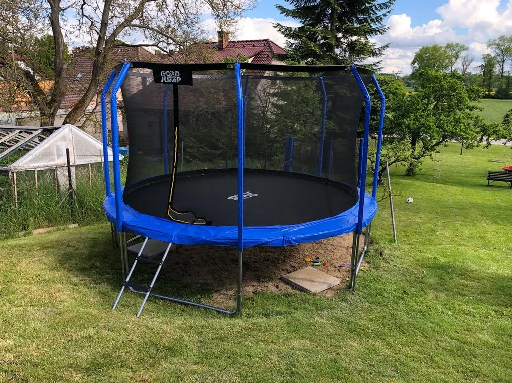 Premium Modrá trampolína 366 cm s vnitřní ochrannou sítí + žebřík - Inside