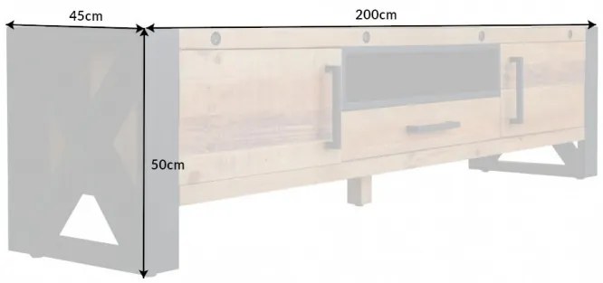 Designový TV stolek Thunder 200 cm borovice