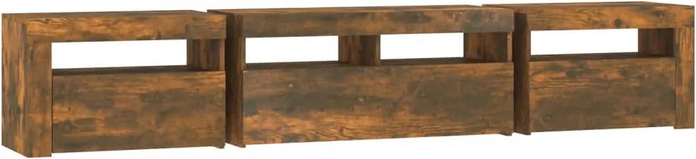 TV skříňka s LED osvětlením kouřový dub 210 x 35 x 40 cm 3152735