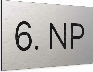 ACCEPT Označení podlaží "6. NP" - stříbrná tabulka - černý popis