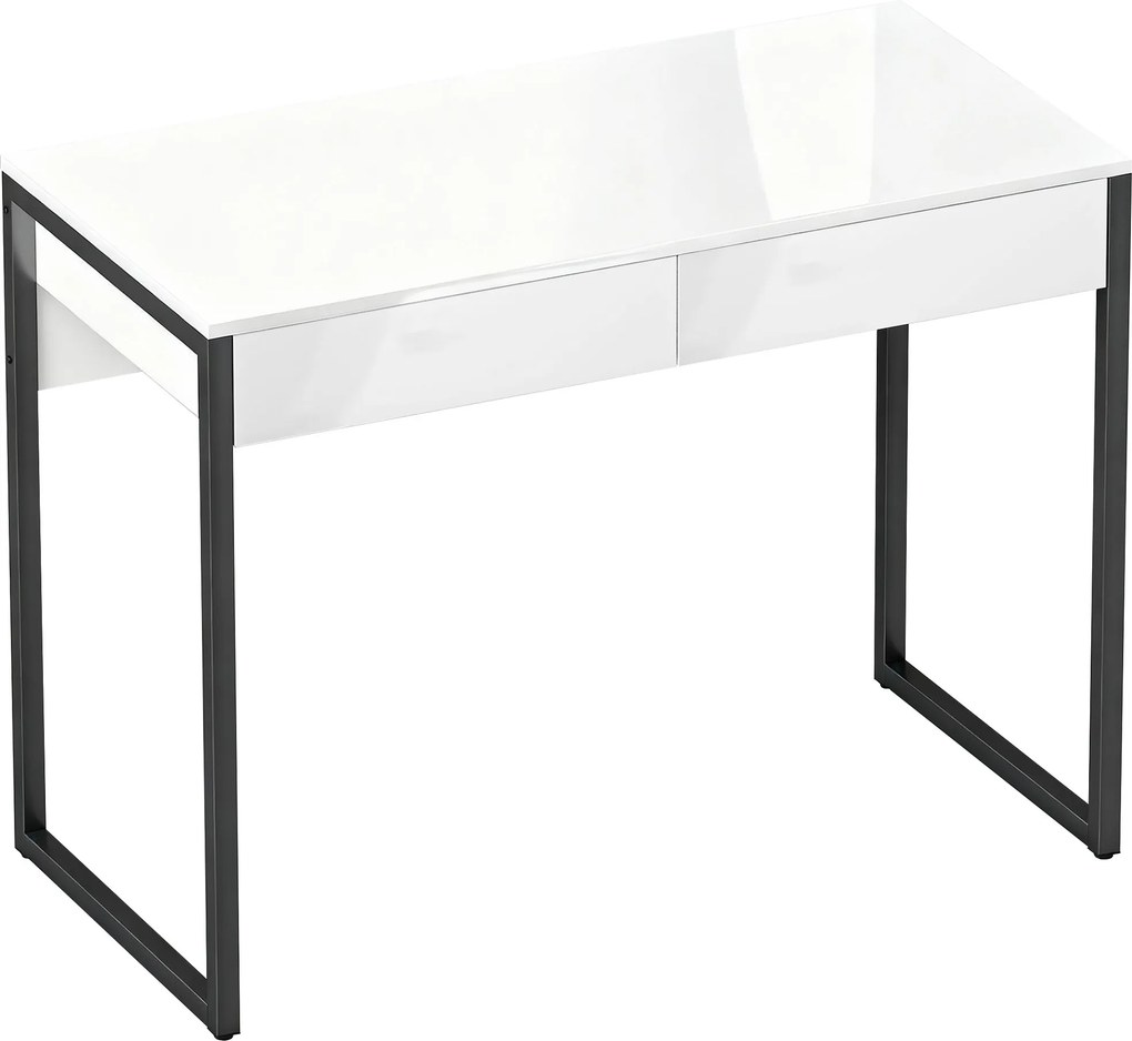HOMCOM počítačový stůl 100 x 50 cm – ocelový rám, 2 zásuvky, kompaktní do domácí kanceláře, černý