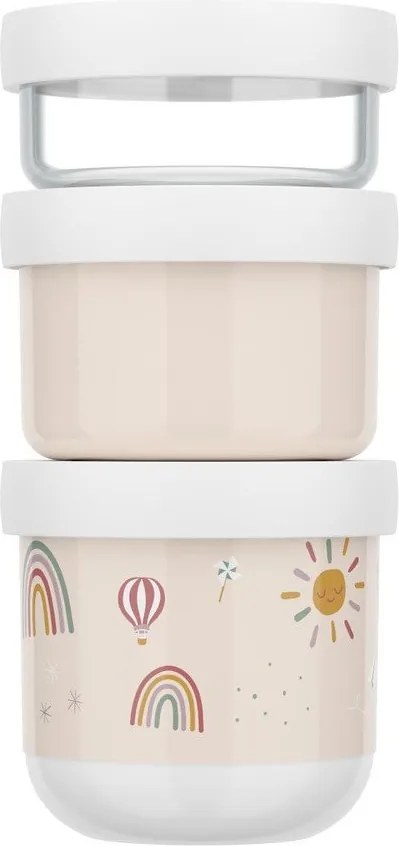 Béžové plastové dětské svačinové boxy v sadě 3 ks Sunshine &amp; Rainbow – Mepal