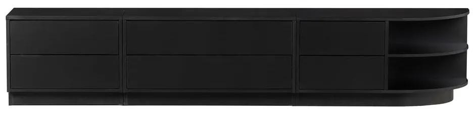 Černý modulární TV stolek z borovicového dřeva 228x40 cm Finca – WOOOD