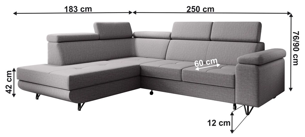 Kondela Rozkládací sedací souprava, světle šedá, levá, JOGI ROH