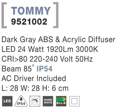 Venkovní LED svítidlo Tommy 28 tmavě šedá