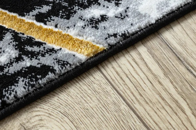 Dywany Łuszczów, Kusový koberec Gloss 409A 82 3D cubes black/gold/grey, 240x330, černobílá, kancelář