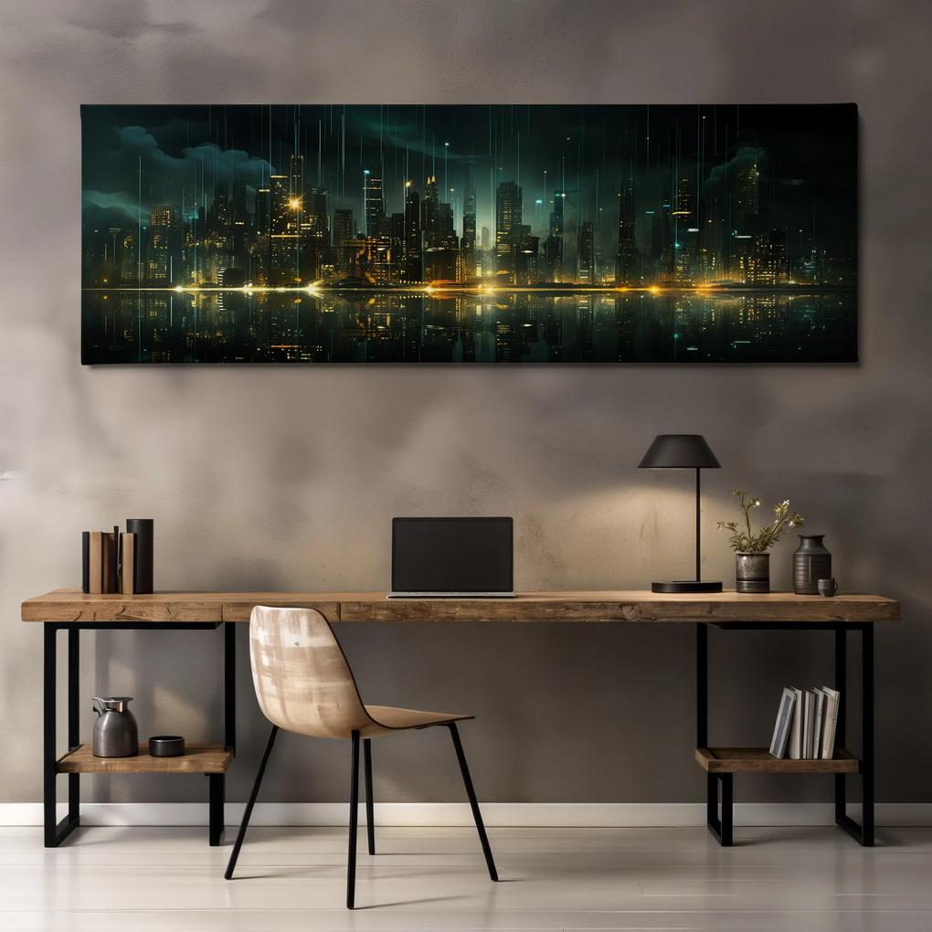 Obraz na plátně - Futuristické město - Ve stínu budoucnosti FeelHappy.cz Velikost obrazu: 180 x 60 cm