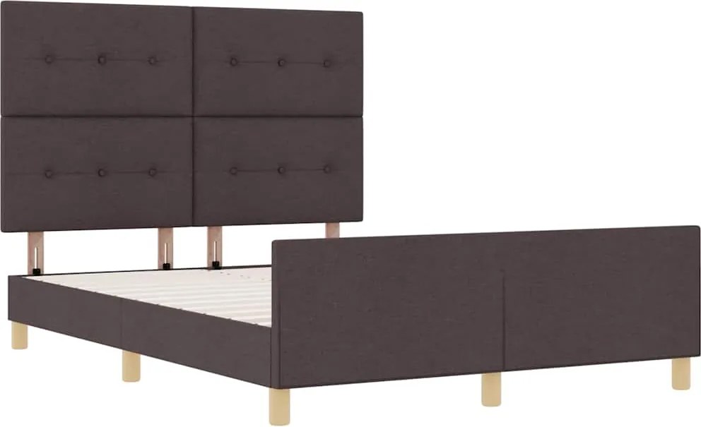 Rám postele s čelo Tmavě hnědá 140 x 190 cm textil 3344728