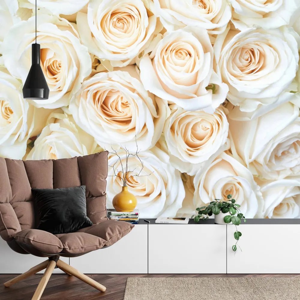 Fototapeta Krém Rose Bouquet Strukturální vinyl 208x146