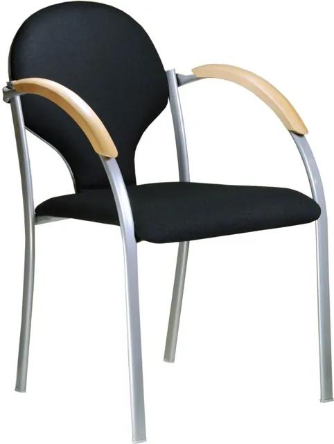 ALBA konferenční židle NEON šedý plast, dřevěné područky | BIANO