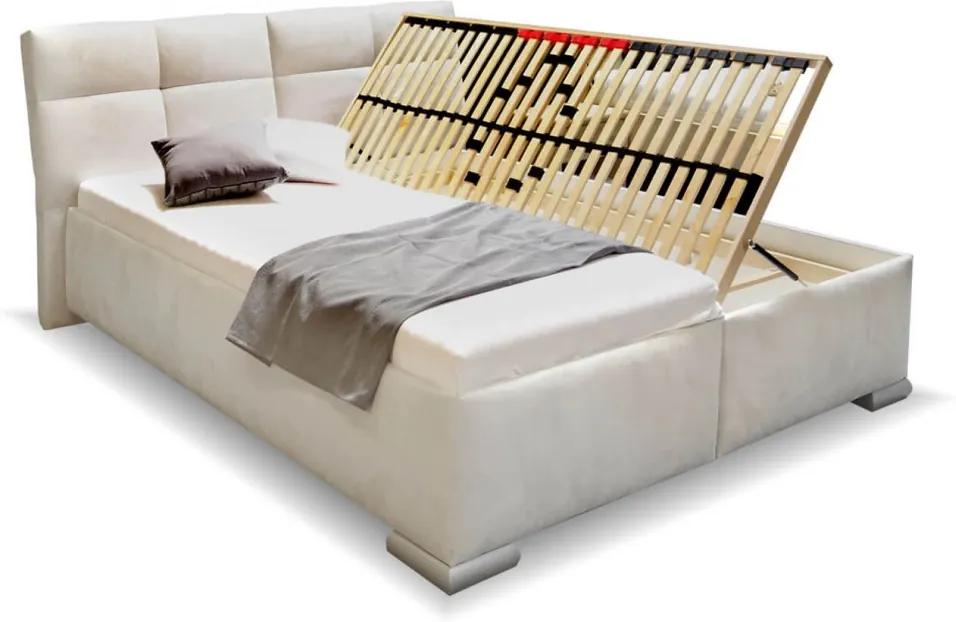 Čalouněná postel s úložným prostorem LUSSO New Design, 160x200 cm, Ekokůže bílá