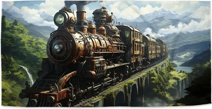 Sablio Ručník Parní lokomotiva na viaduktu - 50x100 cm