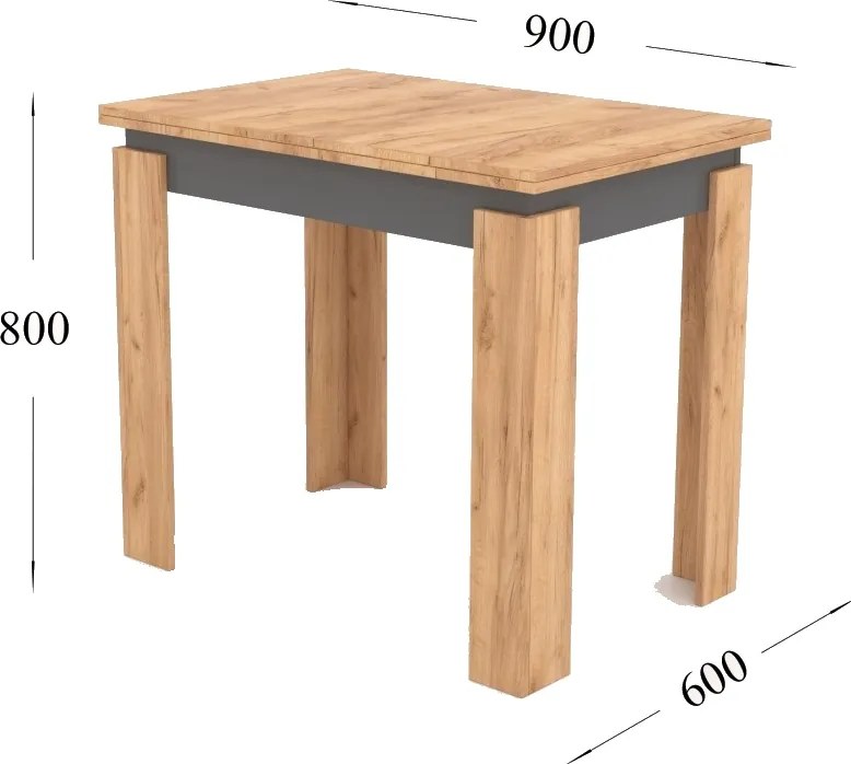 VerDesign LILY rozkládací jídelní stůl, kraft zlatý-antracit