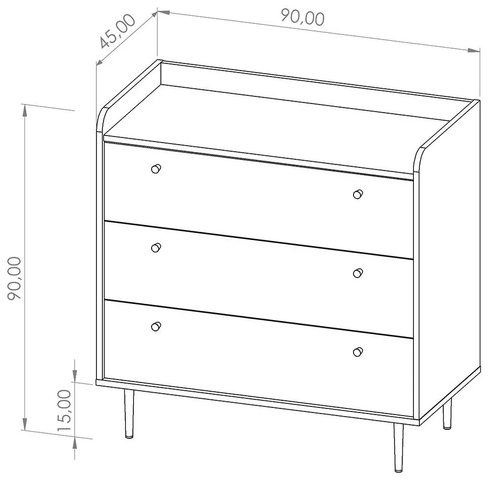 VASINA | komoda K3SZ | VS-02 | 90 cm | dub brandy castello