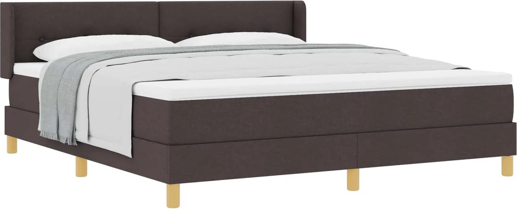 Postel s boxspringem s čelo Tmavě hnědá 200 x 180 cm textil 3341310