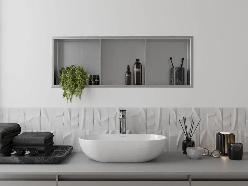 Mexen X-Wall-R nástěnná polička s límcem a policí 90 x 30 cm, inox - 1910903010S