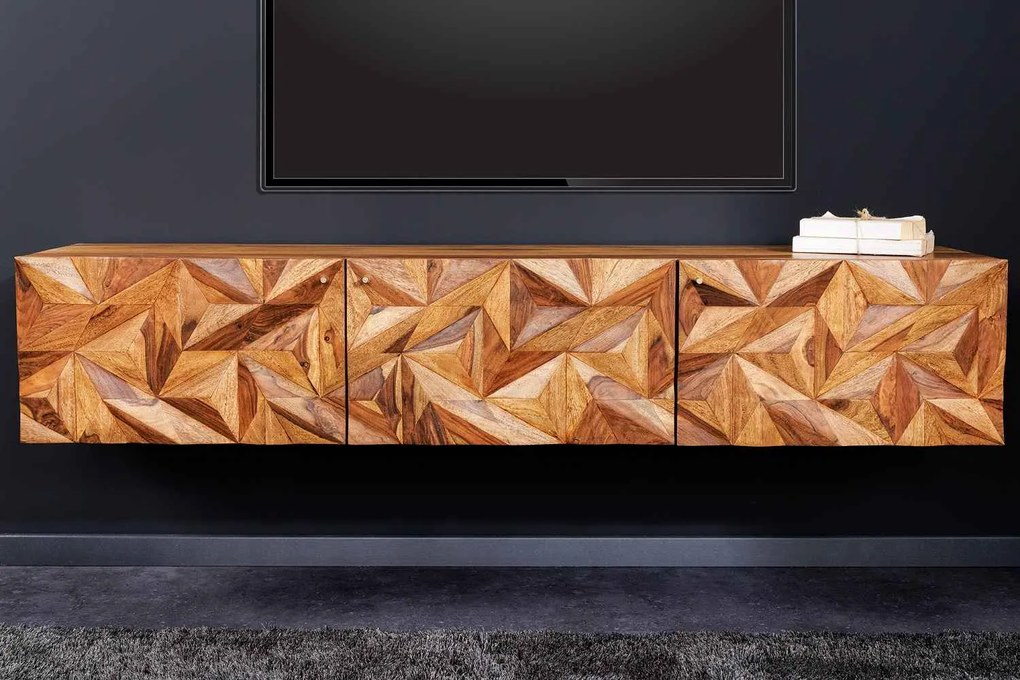 Designový závěsný TV stolek Halia 160 cm Sheesham