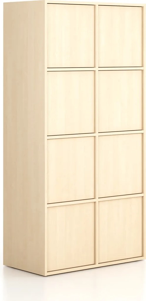 Kancelářská skříň FRAME, 8x dveře, 872 x 450 x 1735 mm, PUSH-lock, bříza