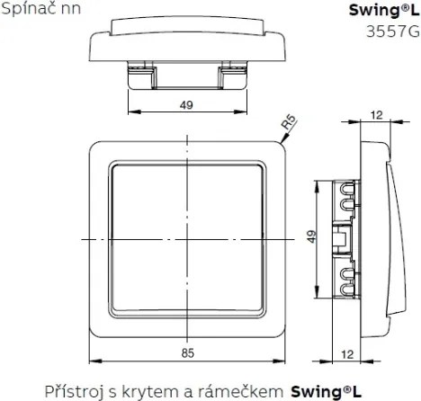 ABB Swing (L) vypínač č.7So světle šedá 3557G-A07341 S1