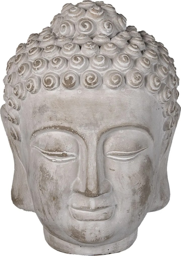 Dekorace šedá hlava Buddhy L antik - 17*17*24 cm