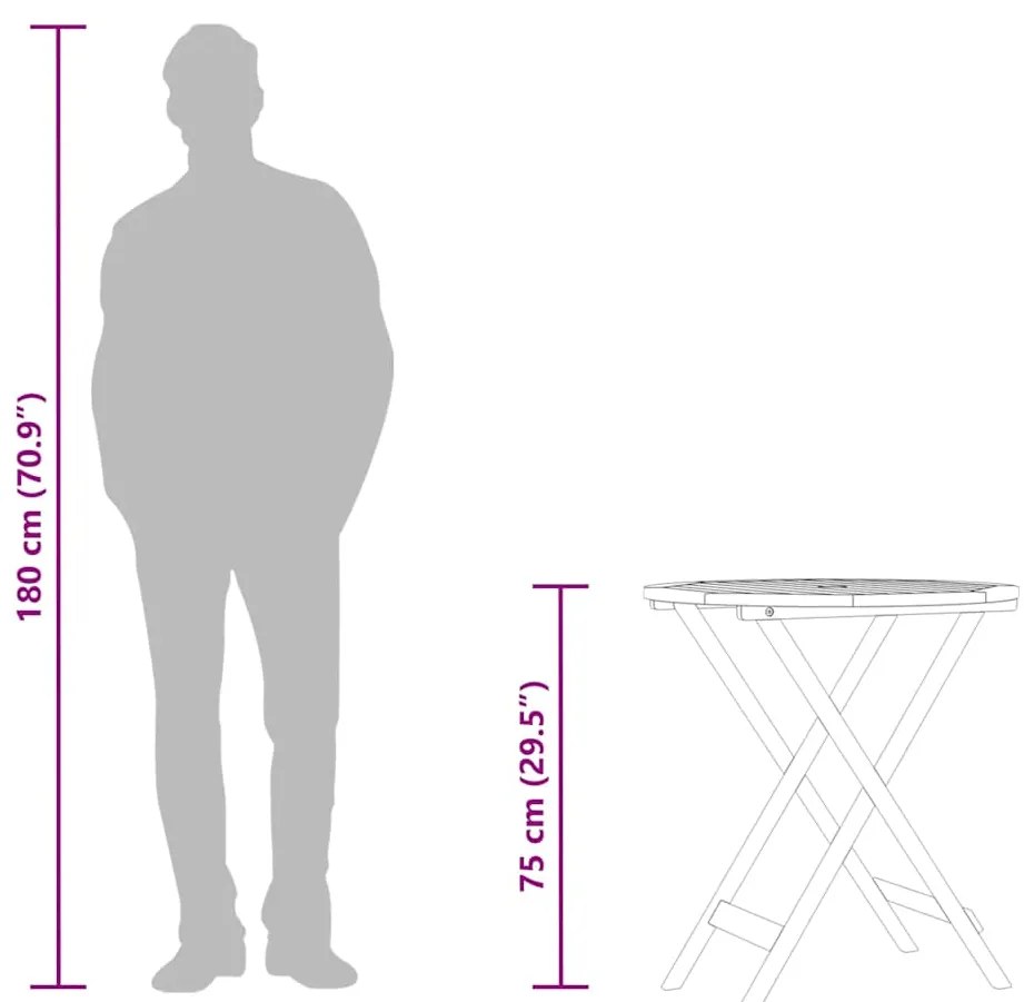 vidaXL Marketos Skládací zahradní stůl Ø 60 x 75 cm masivní eukalyptové dřevo