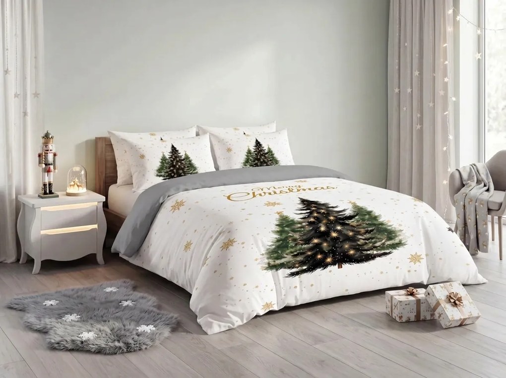 3D povlečení z mikrovlákna MERRY TREES bílé Rozměr povlečení: 70 x 90 cm | 140 x 200 cm