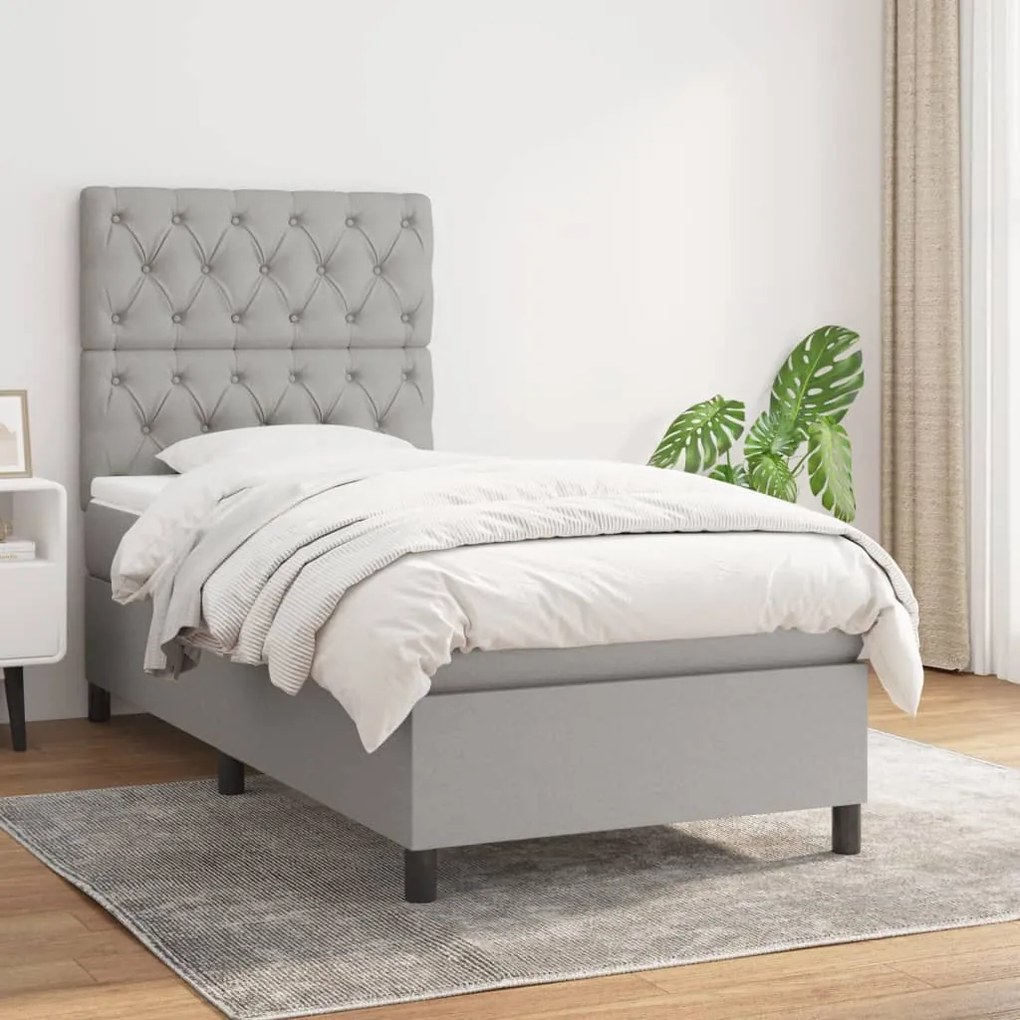Box spring postel s matrací světle šedá 80 x 200 cm textil 3141969