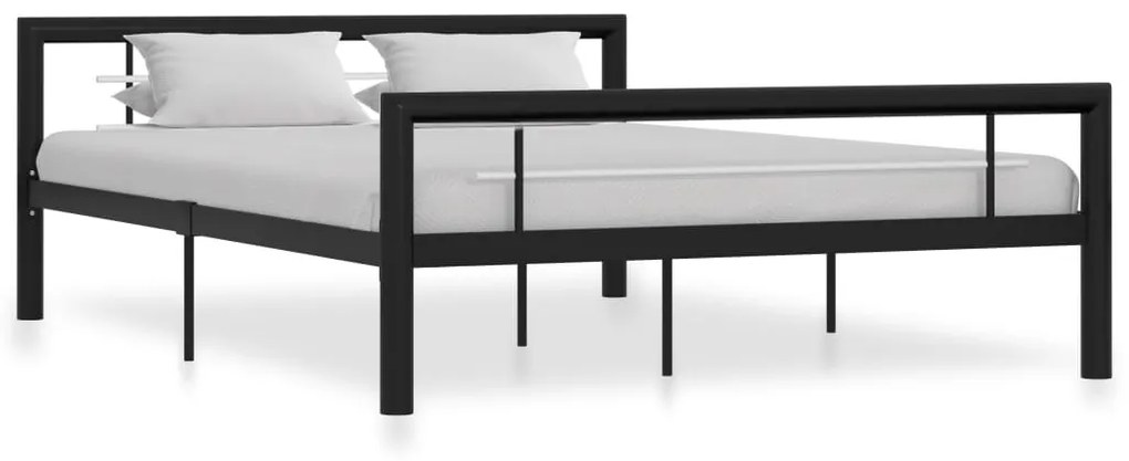 284552 vidaXL Rám postele černobílý kov 120 x 200 cm