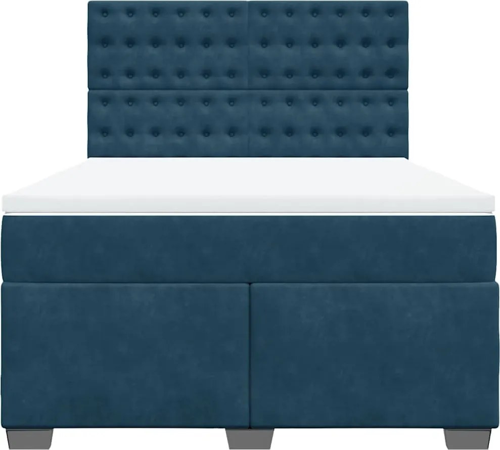 Box spring postel s matrací modrá 140 x 200 cm samet 3293246