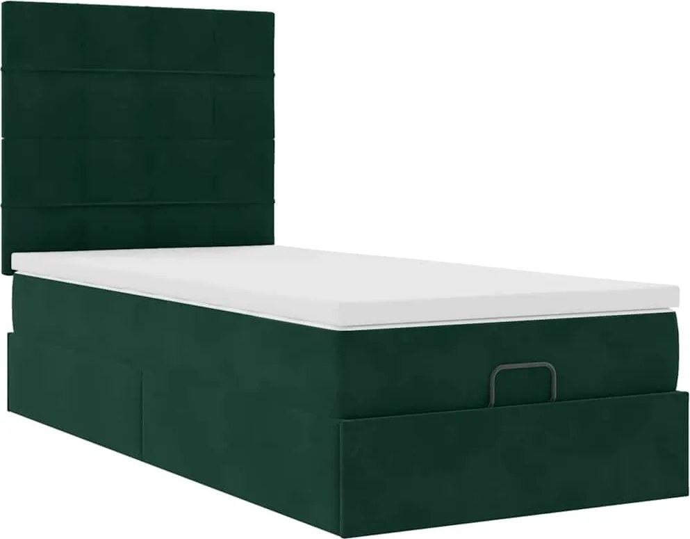 Osmanský rám postele s matracemi tmavě šedá 80x200cm samet 3314285