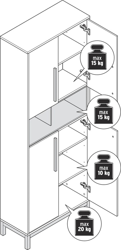 Tchibo - Vysoká koupelnová skříňka »Eklund« - barva: šedá