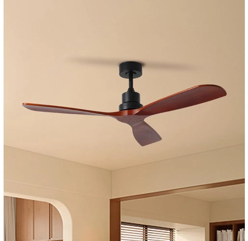 ZEVENTI - Stropní ventilátor LIONI Wi-Fi Tuya černá/dub + DO ZEV020