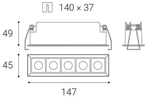 LED2 LINEAR 5, zápustné LED svítidlo, 3000K, bílé Typ svítidla: Stmívatelné DALI / PUSH