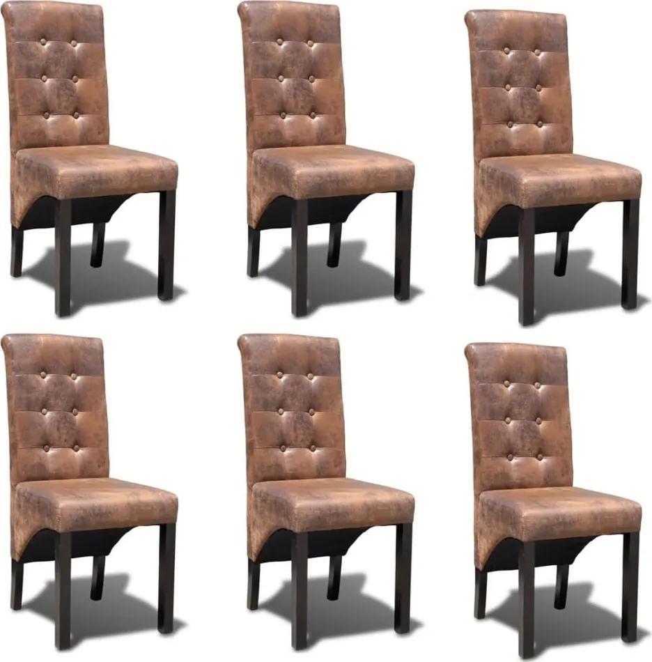vidaXL Jídelní židle 6 ks umělá kůže [270554] Barva: Hnědá