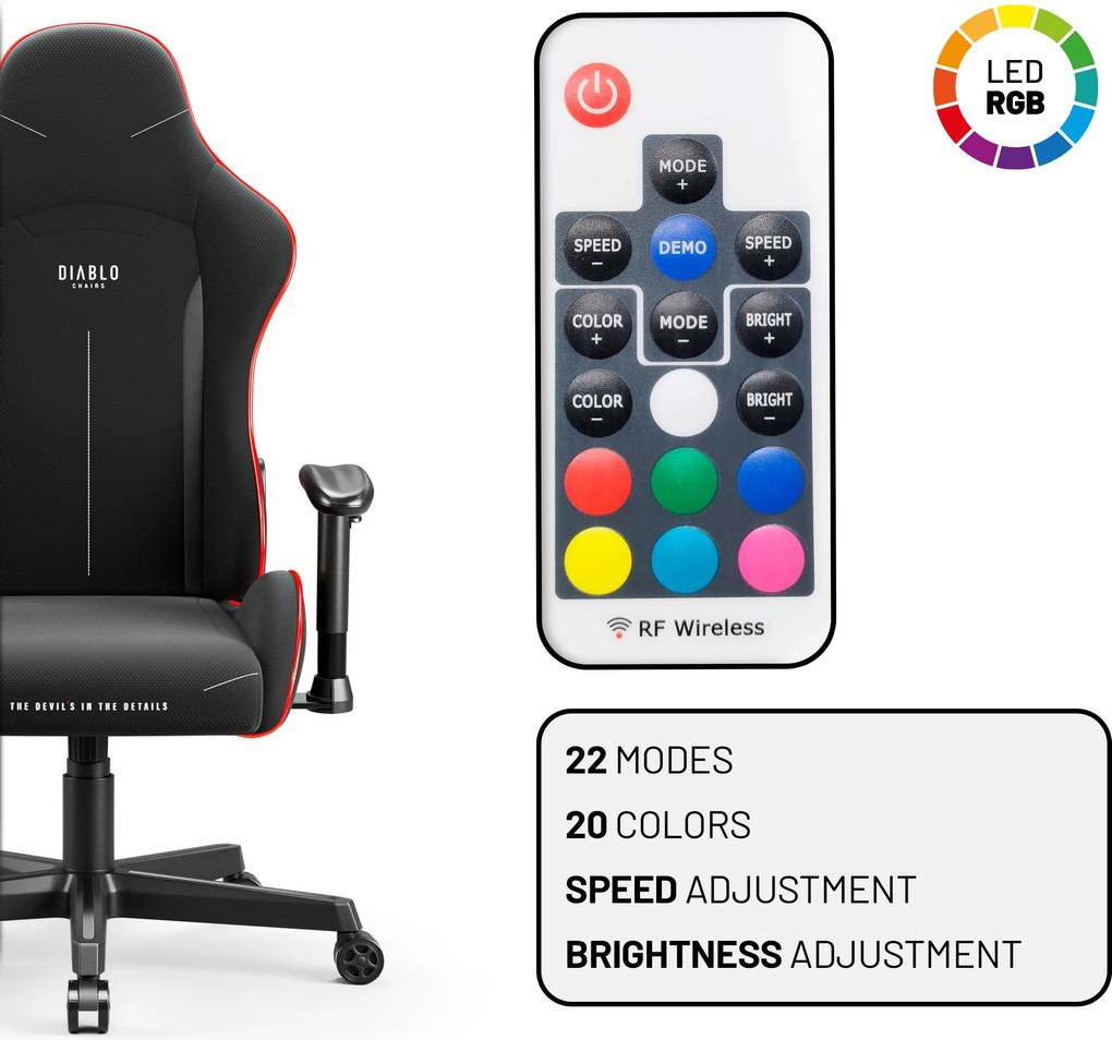 Herní židle LED RGB, černá: Diablo X-Starter