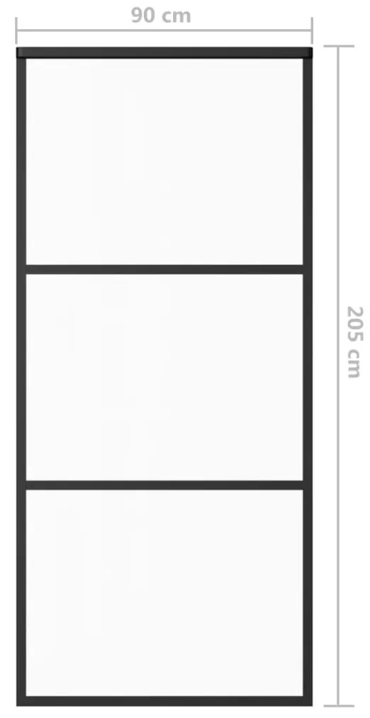 vidaXL Marketos Posuvné dveře ESG sklo a hliník 90 x 205 cm černé