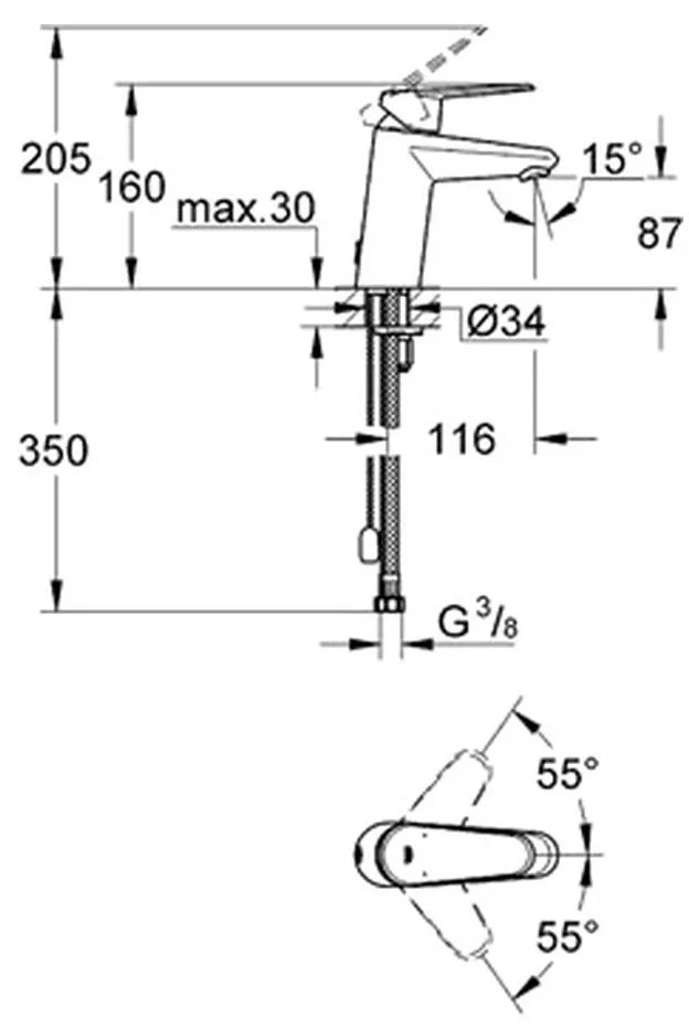 Grohe Eurodisc Cosmopolitan - Páková umyvadlová baterie, chrom 3317820E