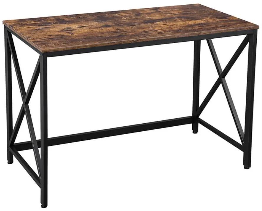 EmaHome Dřevěný počítačový stůl 115 x 60 x 76 cm / hnědá / černá