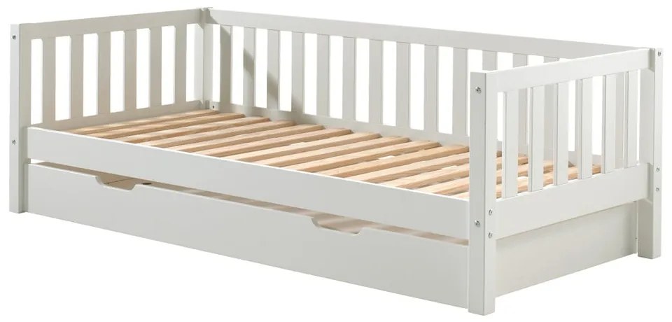 Bílá dětská postel z borovicového dřeva s výsuvným lůžkem s roštem 90x200 cm Fritz – Vipack Biano.cz