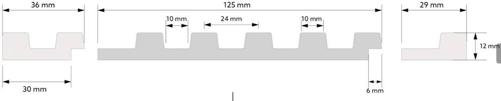 Zakončovací profil levý k dekoračním lamelám - dekor šedý dub - L0103L, 270 x 1,2 x 3,6 cm, Mardom Lamelli