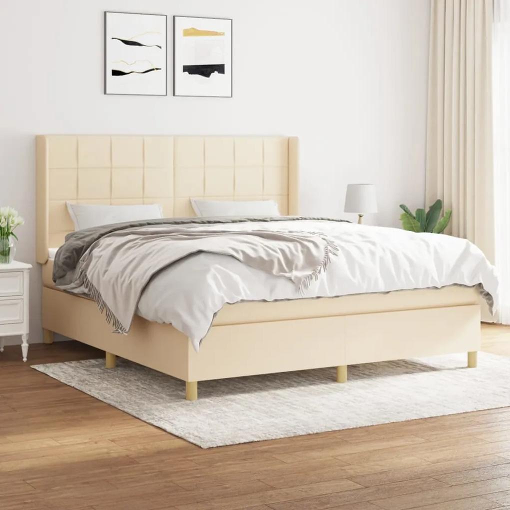 Box spring postel s matrací krémová 160x200 cm textil,  3132006