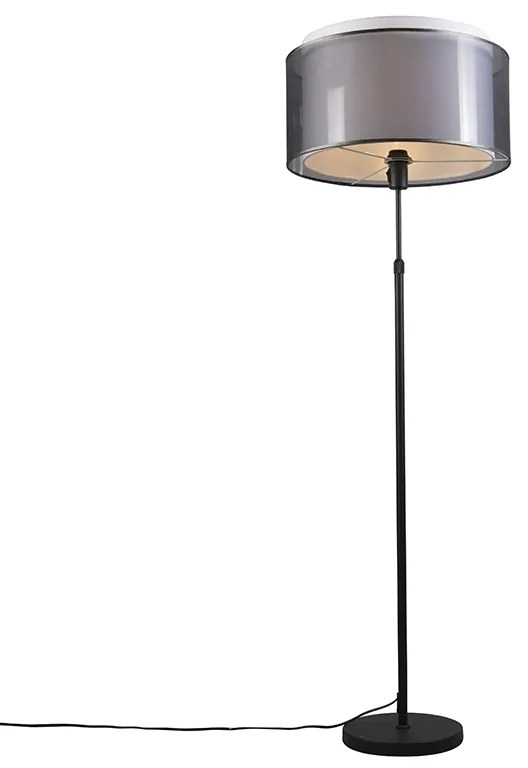 Stojací lampa černá s černo-bílým stínidlem nastavitelným 47 cm - Parte