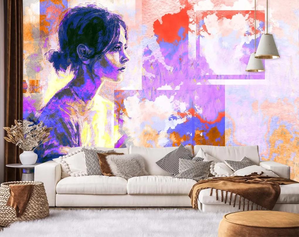 Fototapeta, Portrét ženy ve fialovém - 250x175 cm